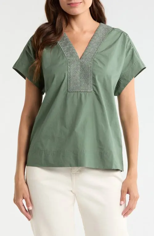 Tommy Bahama Oceana Isle Embroidered Cotton Popover Top