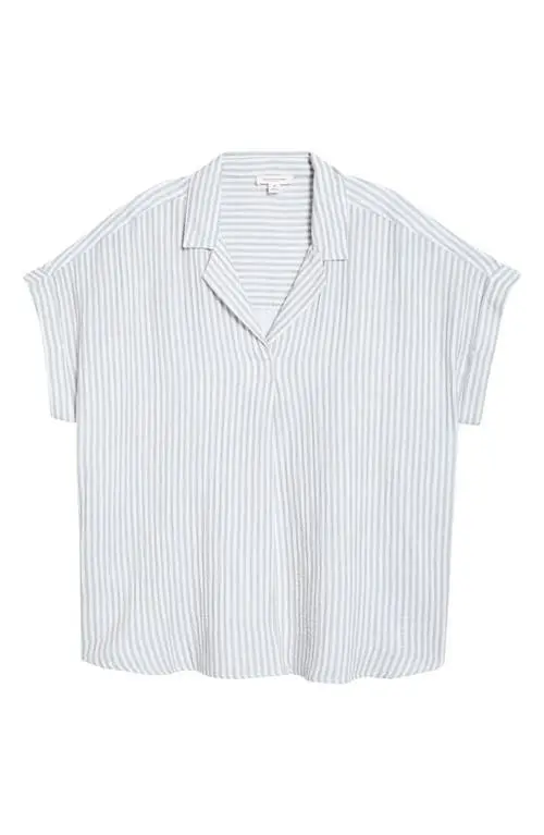 BEACHLUNCHLOUNGE Arin Stripe Short Sleeve Cotton Button-up Shirt - Rosemary