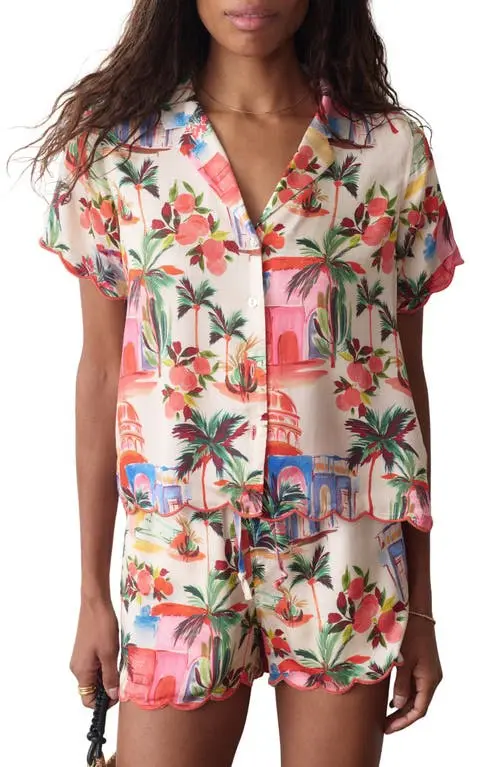 Marine Layer Paloma Short Sleeve Button-up Shirt - Palmas Print