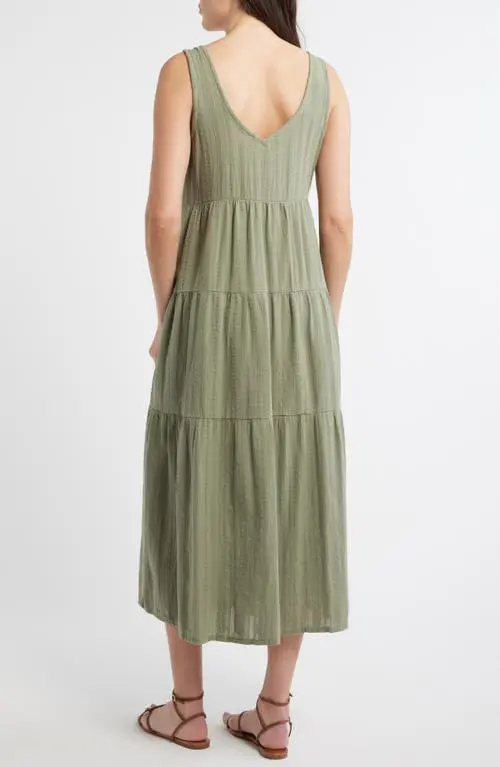 Marine Layer Corinne Sleeveless V-neck Cotton Midi Dress