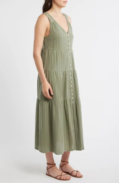 Marine Layer Corinne Sleeveless V-neck Cotton Midi Dress