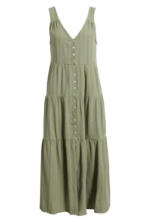 Marine Layer Corinne Sleeveless V-neck Cotton Midi Dress