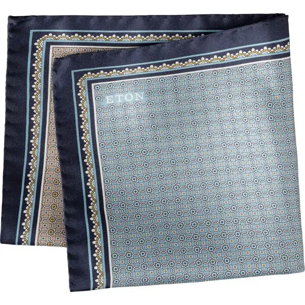 Eton Quatrefoil Silk Twill Pocket Square - Multi