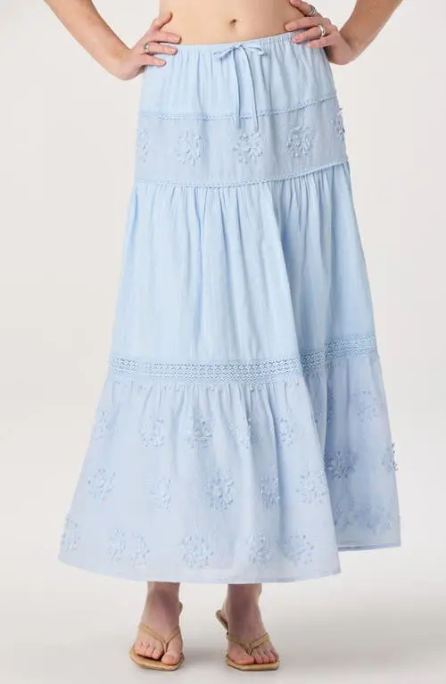 Astr The Label Gwyn Embroidered Maxi Skirt - Light Blue