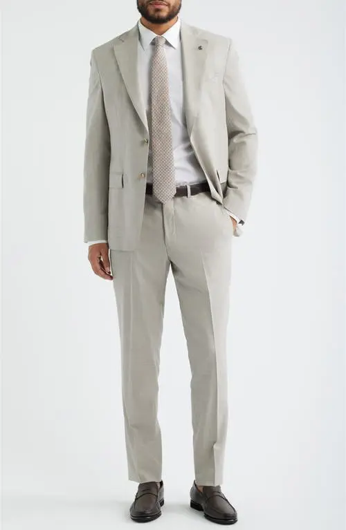JACK VICTOR Mason Regular Fit Tan Glen Check Wool & Silk Mélange Suit
