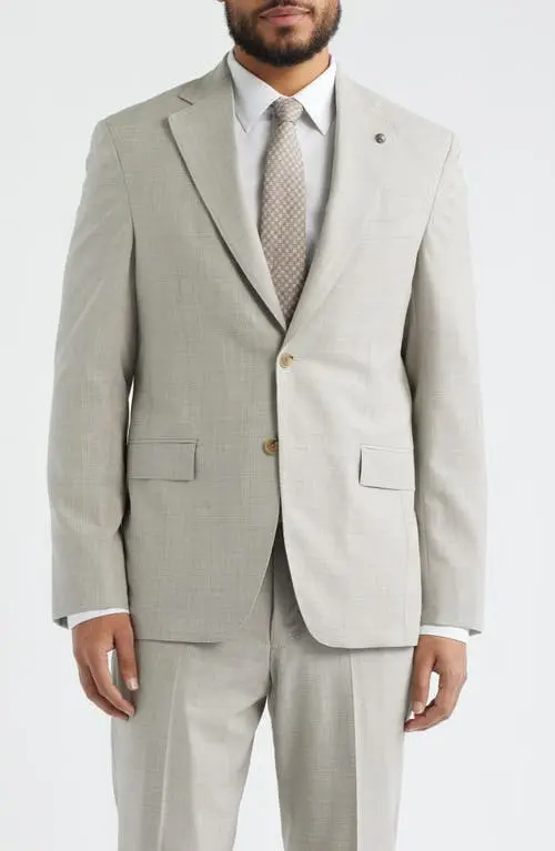JACK VICTOR Mason Regular Fit Tan Glen Check Wool & Silk Mélange Suit