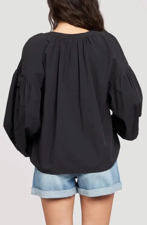 Sam Edelman Embroidered Sleeve Top - True Black
