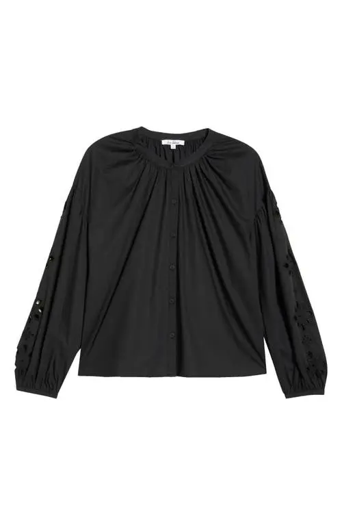 Sam Edelman Embroidered Sleeve Top - True Black