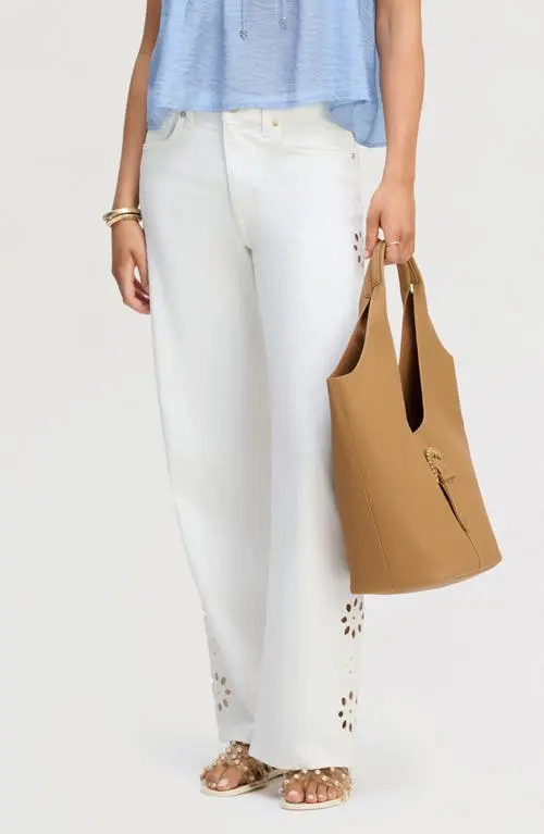 Sam Edelman Cutout Wide Leg Jeans - Ecru