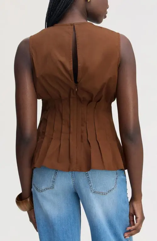 Sam Edelman Sleeveless Pleated Top - Cocoa Bean