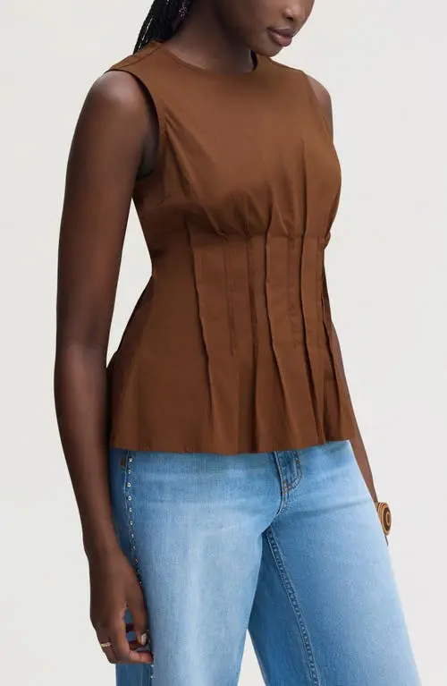 Sam Edelman Sleeveless Pleated Top - Cocoa Bean