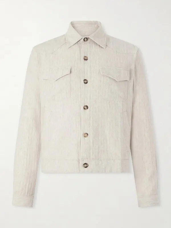 Oliver Peoples Witley Striped Cotton And Linen-blend Jacket