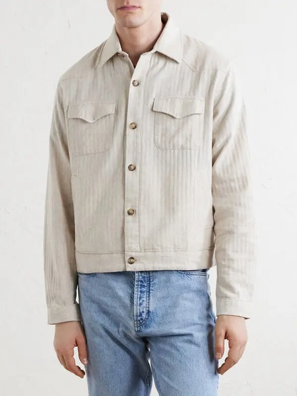 Oliver Peoples Witley Striped Cotton And Linen-blend Jacket