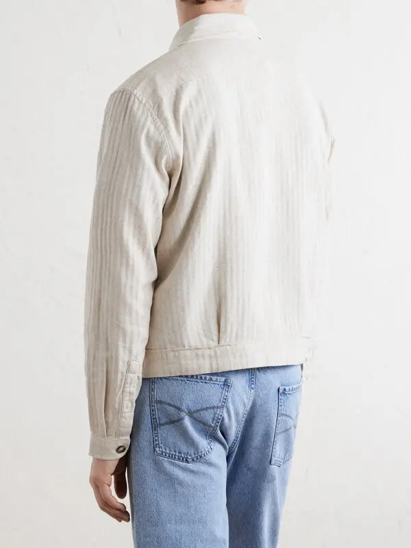 Oliver Peoples Witley Striped Cotton And Linen-blend Jacket