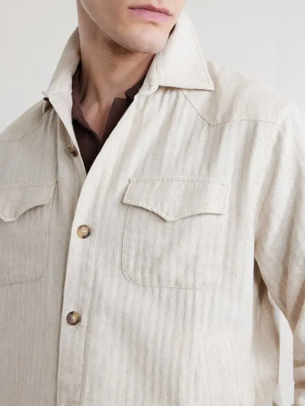 Oliver Peoples Witley Striped Cotton And Linen-blend Jacket