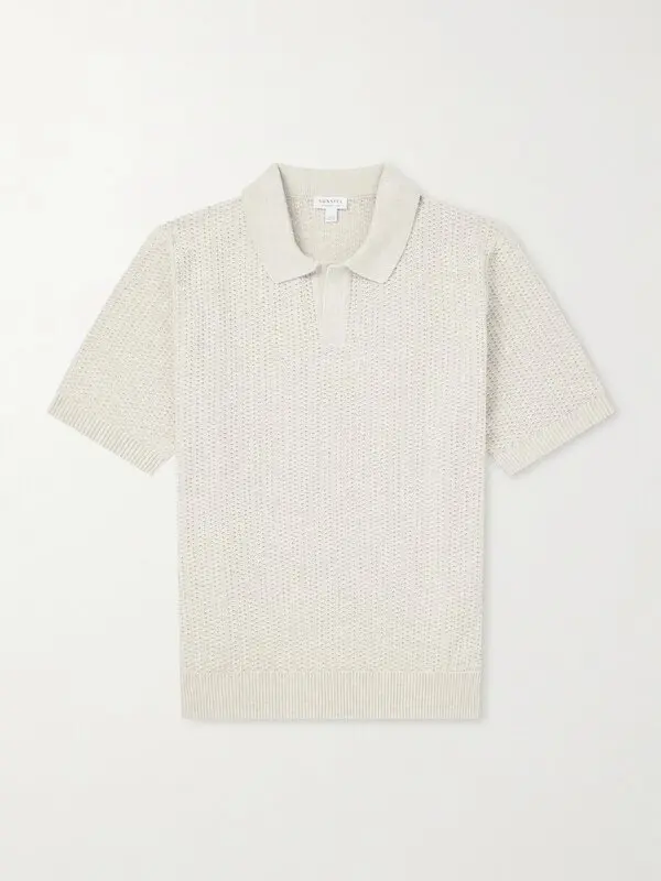 Sunspel Vintage Cotton-mesh Polo Shirt - Neutrals