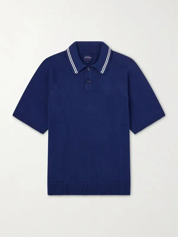 NOAH Striped Organic Cotton Polo Shirt