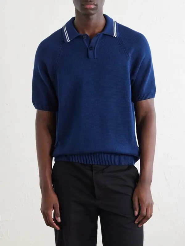 NOAH Striped Organic Cotton Polo Shirt