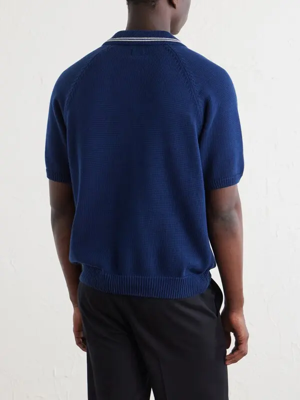 NOAH Striped Organic Cotton Polo Shirt