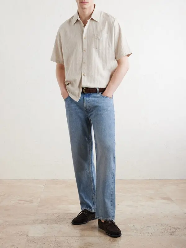 Oliver Peoples Palermo Striped Cotton And Linen-blend Shirt