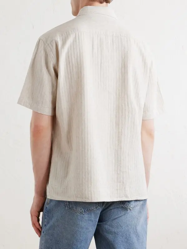 Oliver Peoples Palermo Striped Cotton And Linen-blend Shirt