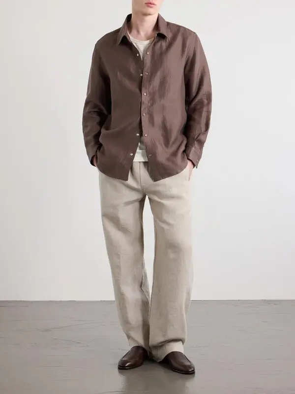 GOD'S TRUE CASHMERE Cocoa Linen Shirt