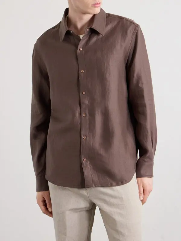 GOD'S TRUE CASHMERE Cocoa Linen Shirt