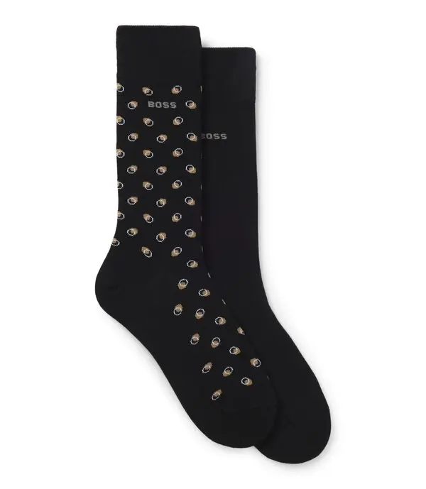 BOSS Combed Cotton Blend Mini-pattern Socks Two-pack
