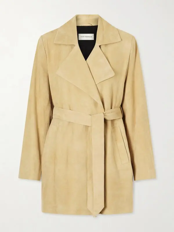Nour Hammour Belted Suede Jacket - Neutrals