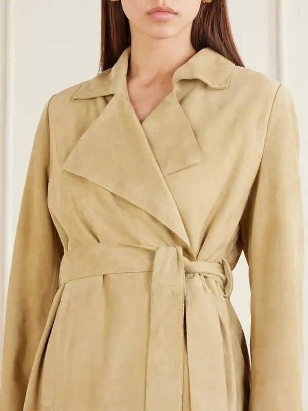 Nour Hammour Belted Suede Jacket - Neutrals