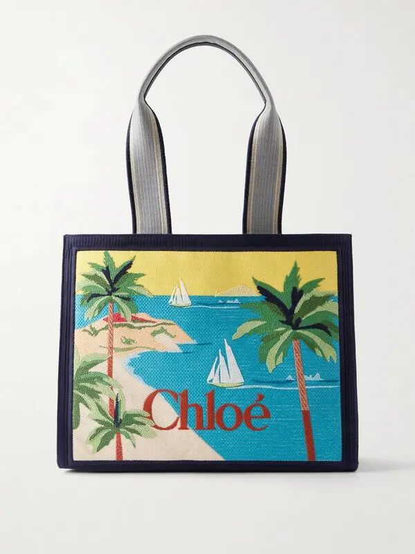 Chloé Soleil Embroidered Canvas Shoulder Bag - Multi