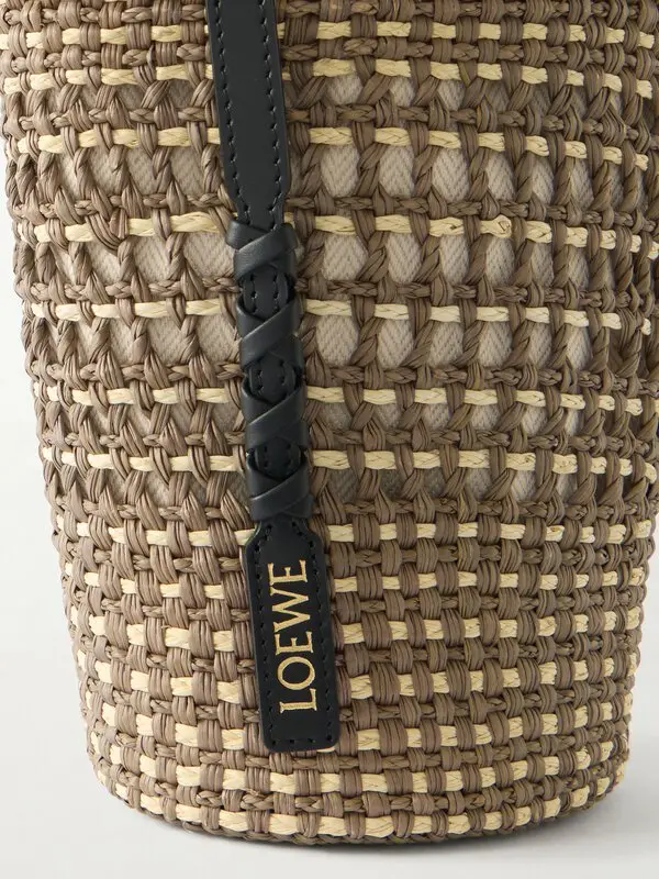 Loewe X Paula's Ibiza Braided Raffia Bucket Bag - Green