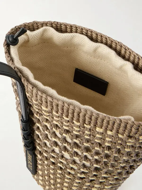 Loewe X Paula's Ibiza Braided Raffia Bucket Bag - Green