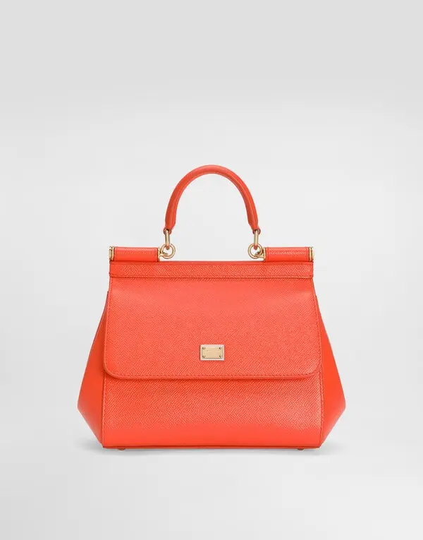 Dolce & Gabbana Small Sicily Handbag In Calfskin - Orange