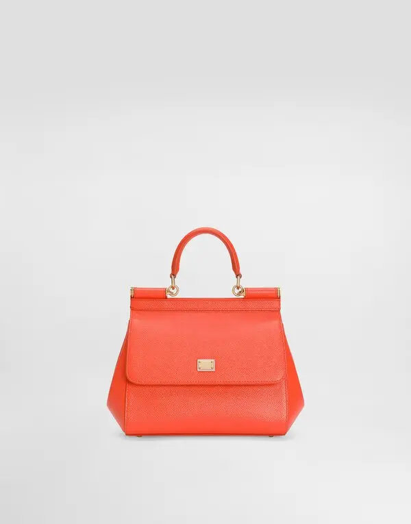 Dolce & Gabbana Small Sicily Handbag In Calfskin - Orange
