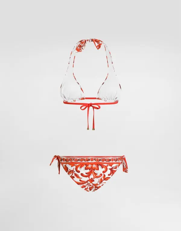 Dolce & Gabbana Padded Balconette Bikini With Majolica Print