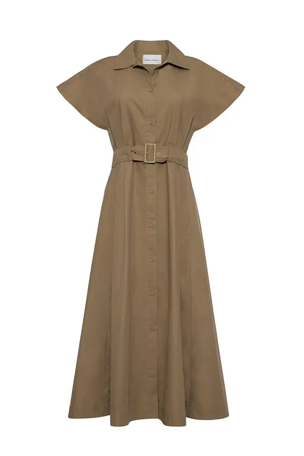 Cara Cara Sawyer Belted Shirtdress - Khaki