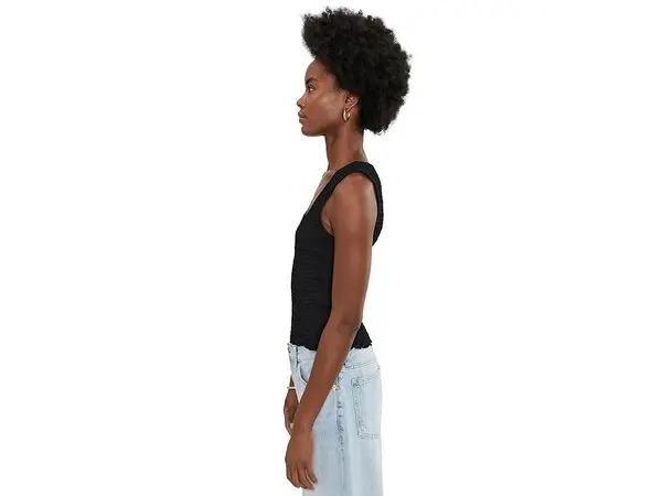 Madewell Smocked Scoop Neck Tank - Black