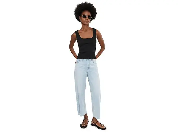 Madewell Smocked Scoop Neck Tank - Black