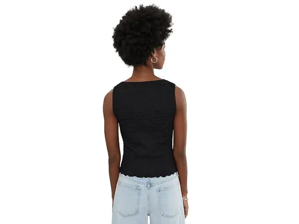 Madewell Smocked Scoop Neck Tank - Black