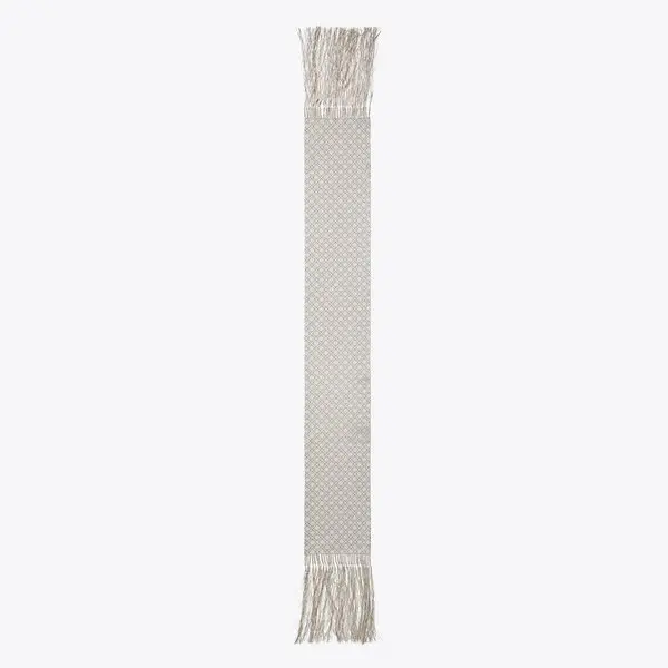 Tory Burch T Monogram Fringed Oblong Scarf - Grey