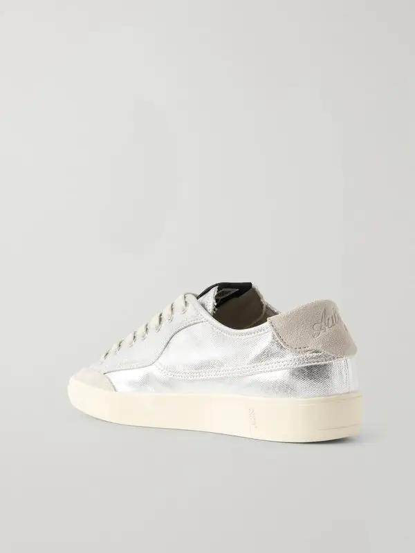 AUTRY Windscape Low Metallic Canvas Sneakers With Suede Trims - Silver