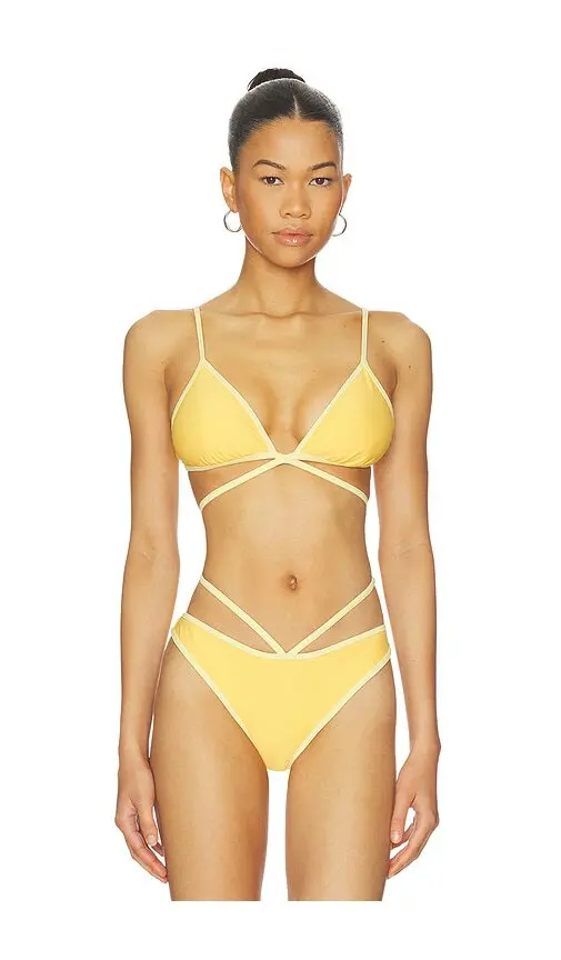 Simkhai Harlen Tie Front Bikini Top - Buttercream
