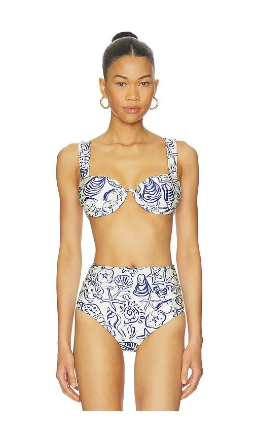 Simkhai Ruched Cup Bikini Top - Blueberry