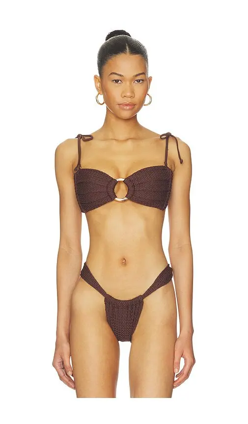 MONTCE Tori Bandeau Bikini Top - Espresso Crochet