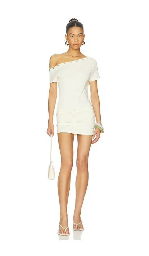 TIGER MIST Off-the-shoulder Ruched Mini Dress - Cream
