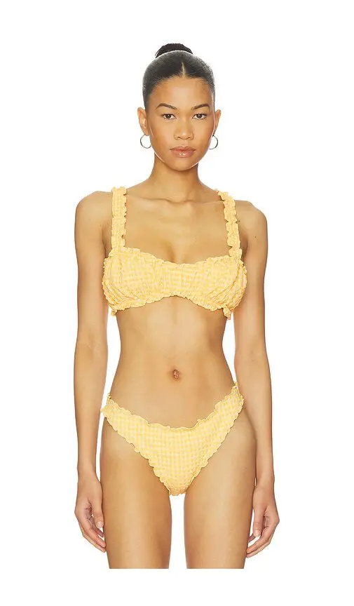 Simkhai Evander Ruched Bikini Top - Mango