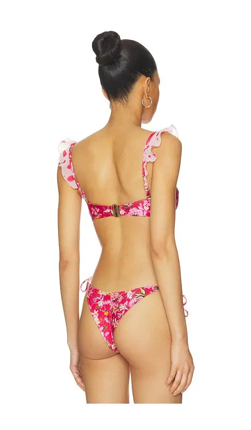 PatBO Peony Print Bikini Top
