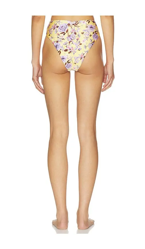 PatBO Peony Print High Waist Bikini Bottom - Yellow