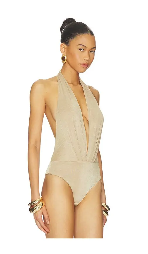 Andamane Halterneck Deep V-neck Bodysuit